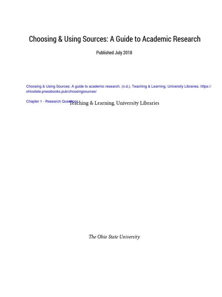 Choosing & Using Sources A Guide To Academic Research | PDF | Thesis ...