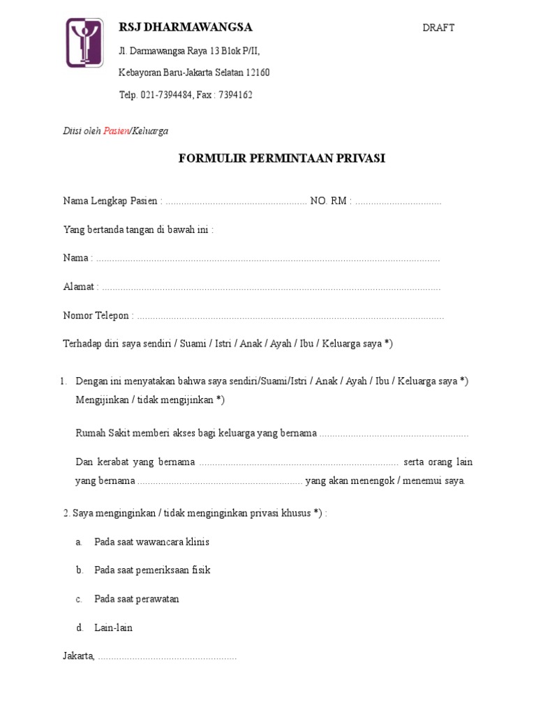 Form Privasi Pasien | PDF
