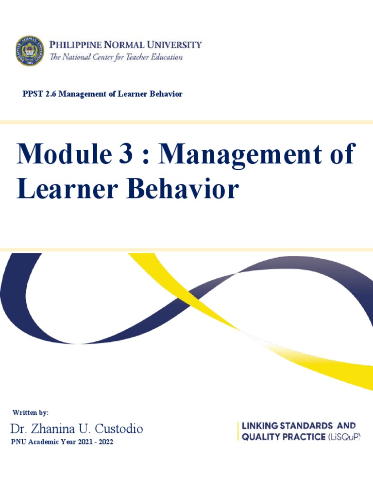PPST Module 3 - Management of Learners Behavior With JEL Template | PDF ...