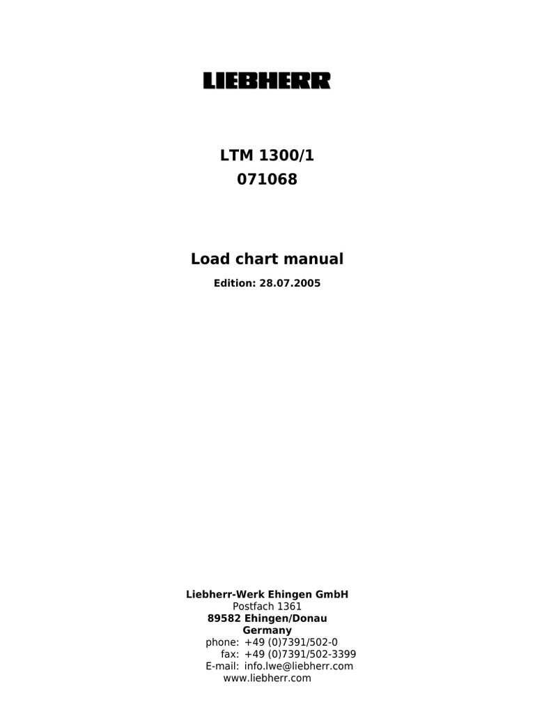 Load Chart LTM1300-1 | PDF | Crane (Machine) | Rope