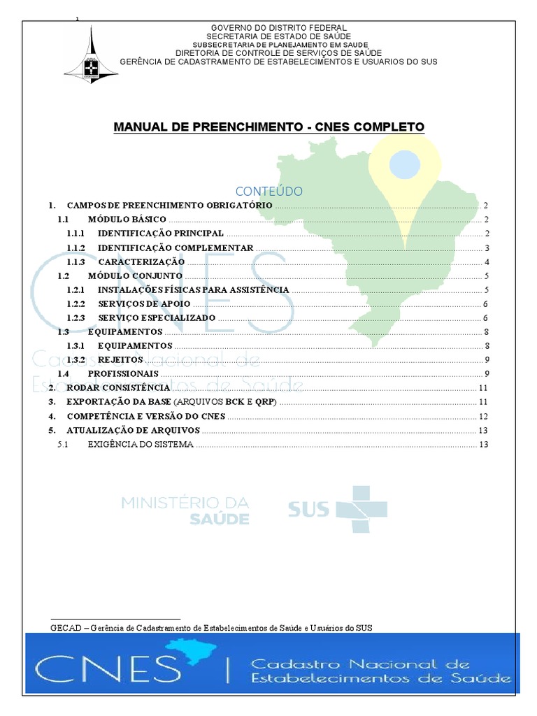 MANUAL PRÁTICO DE PREENCHIMENTO CNES 18 Abril | PDF | Hospital | Odontologia