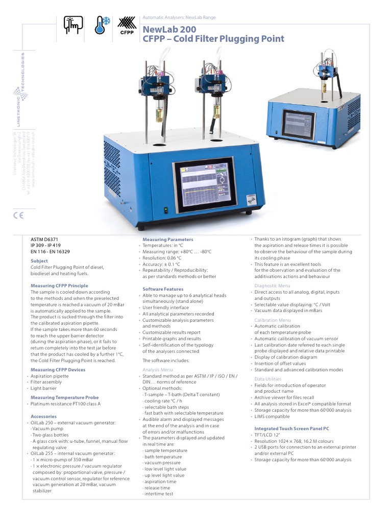 Newlab 200 CFPP - Cold Filter Plugging Point: Automatic Analysers ...