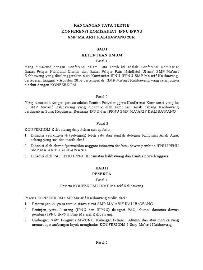 IPNU-RANCANGAN TATA TERTIB Ok | PDF | Hukum