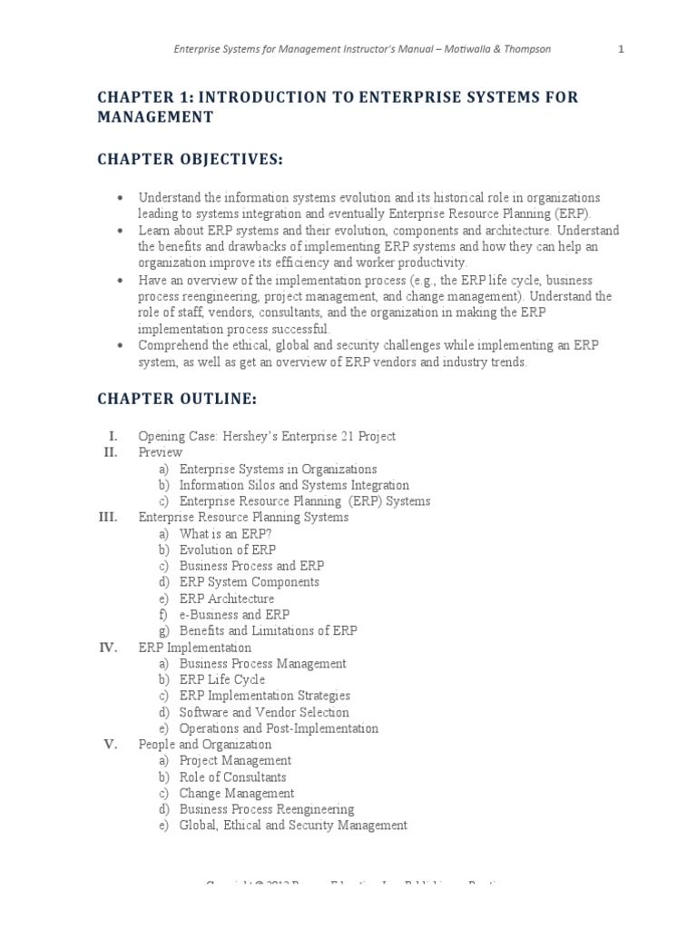 Chapter 1 Introduction To Enterprise Systems For Management | PDF ...