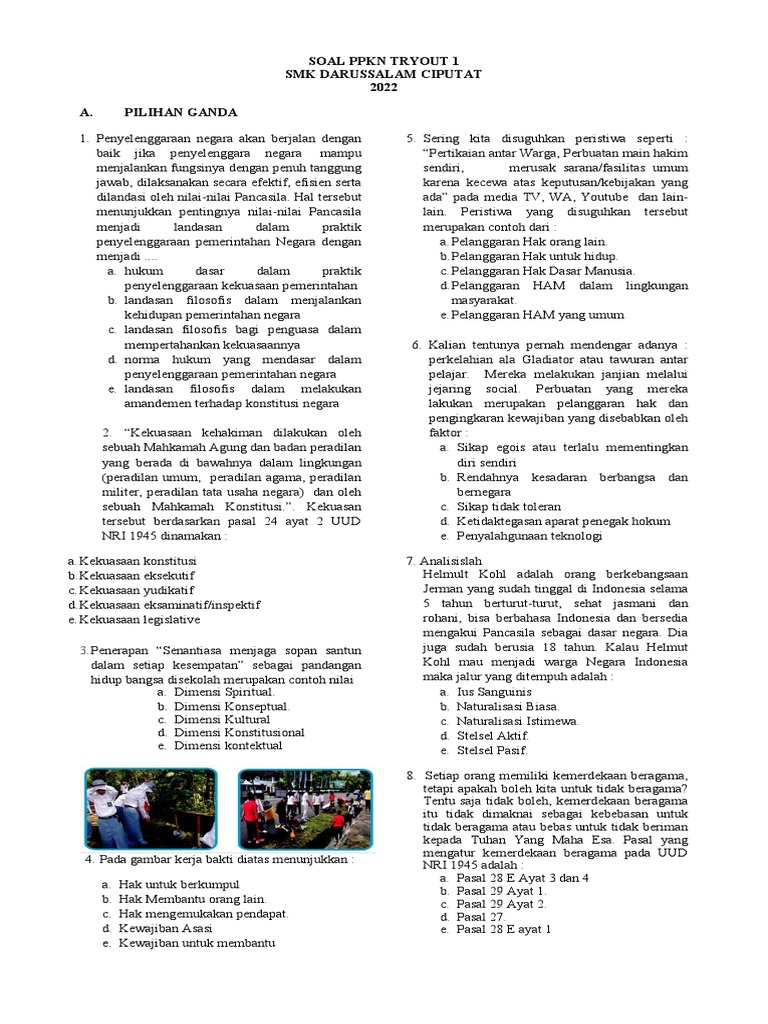Soal Tryout PPKN SMK 2022 | PDF | Politik | Ilmu Sosial