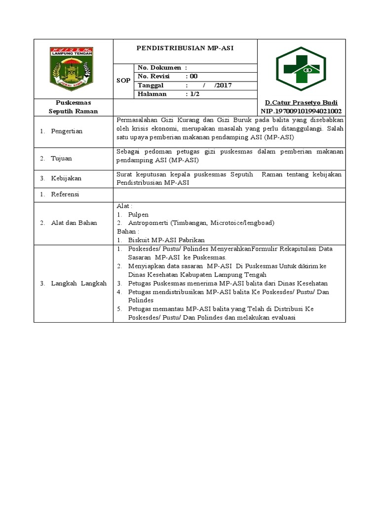 Sop Pendistribusian Mp-Asi | PDF