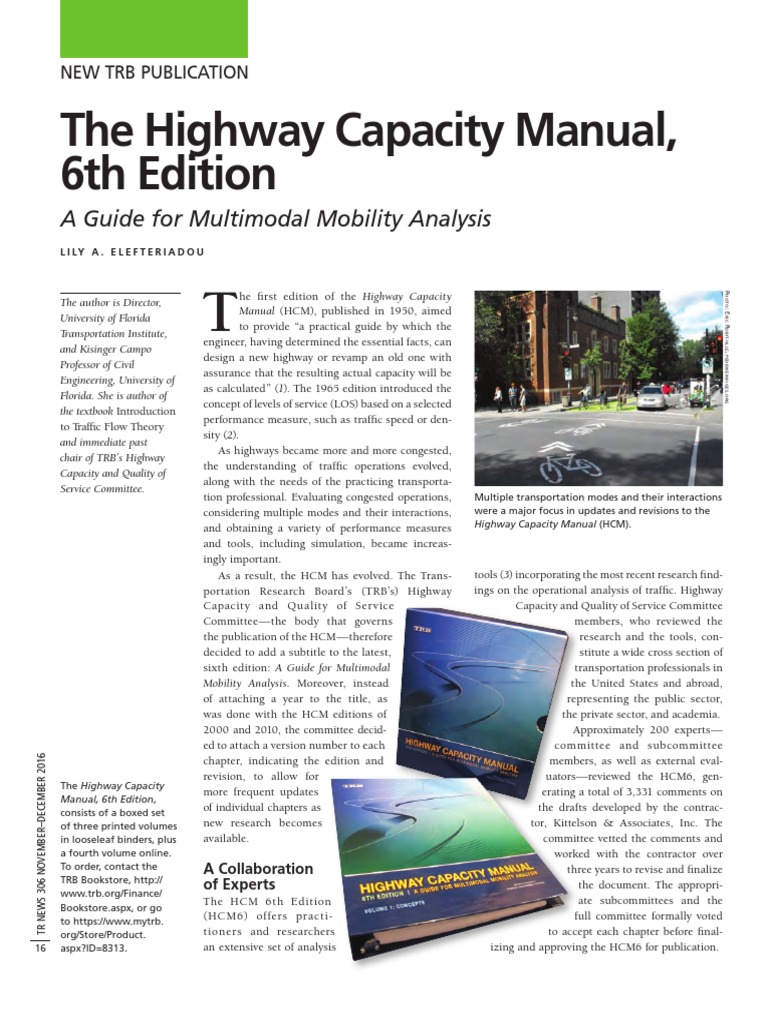 The Highway Capacity Manual, 6th Edition: A Guide For Multimodal ...
