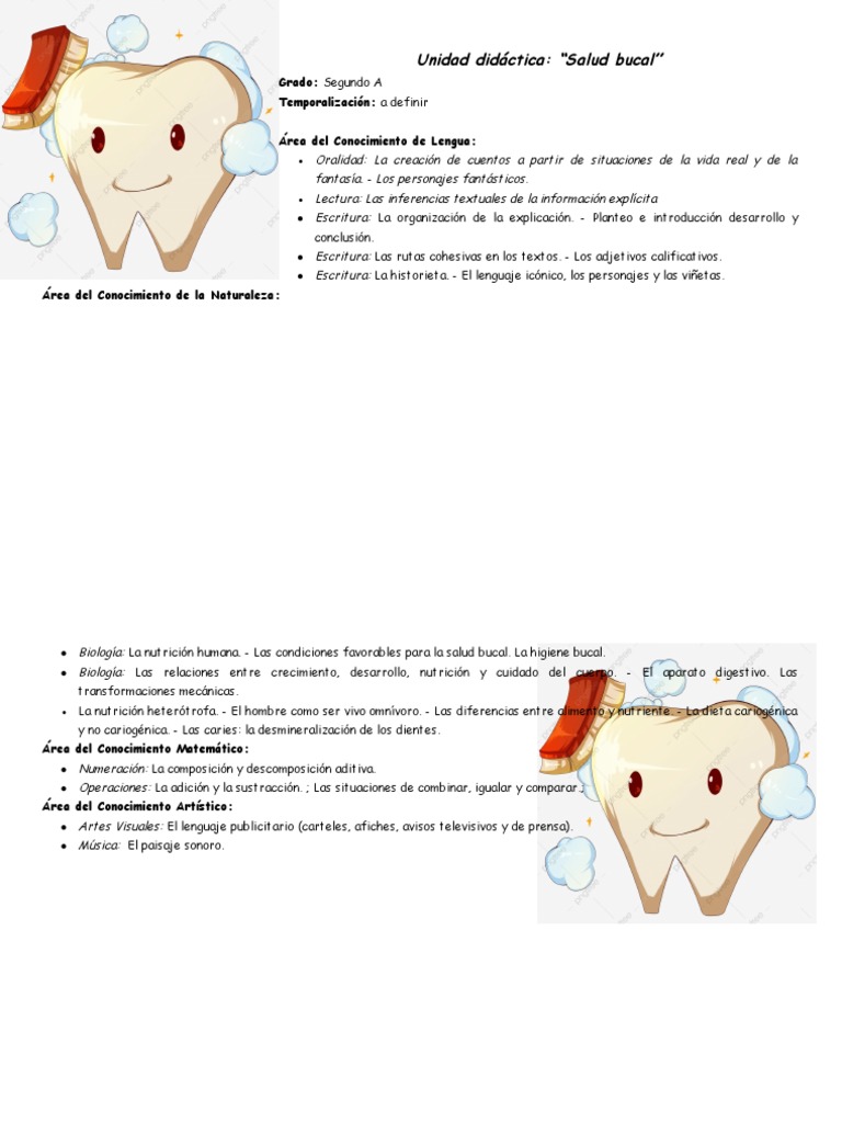 Unidad Didáctica - "Salud Bucal" | PDF | Conocimiento | Educación primaria