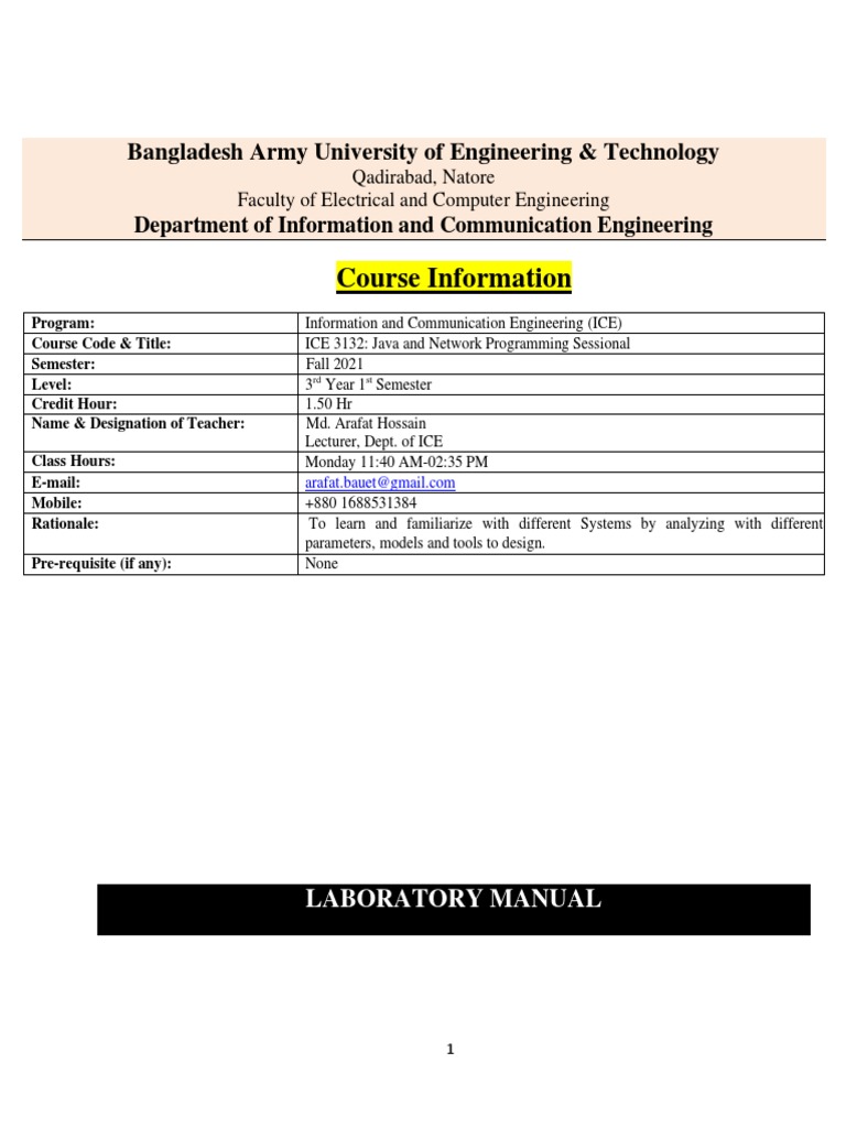 ICE 3132-Java-Lab-Manual | PDF | Programming | Constructor (Object ...