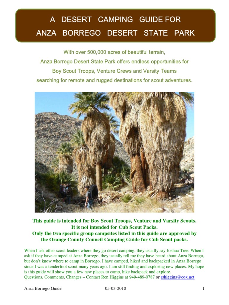 A Desert Camping Guide For Anza Borrego Desert State Park | PDF ...