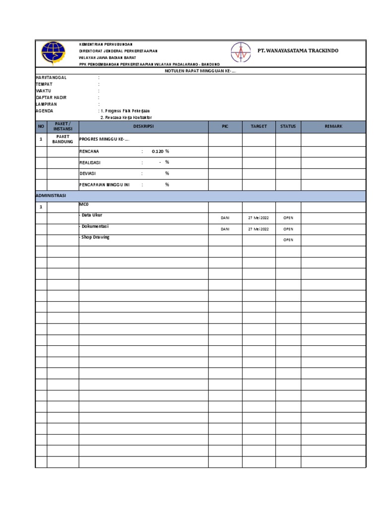 Form Notulen Rapat | PDF