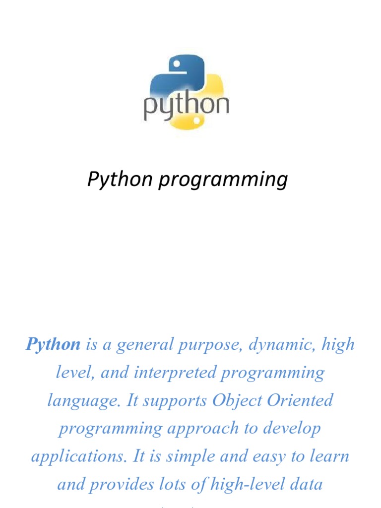 Python Programming | PDF | Python (Programming Language) | Computer ...
