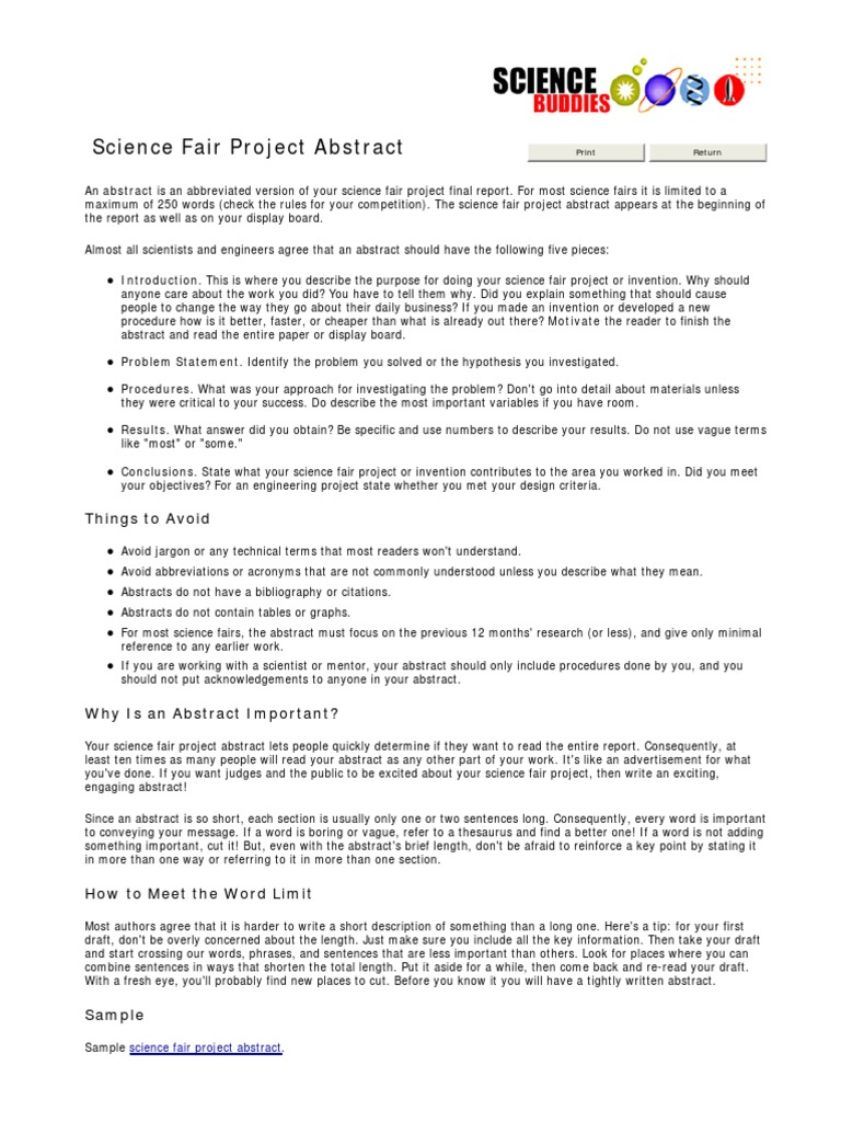 Science Fair Project Abstract: Things To Avoid | PDF | Science | Invention