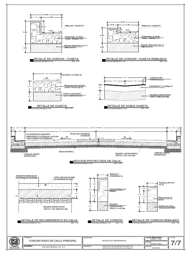 Detalle de Cordon - Cuneta Rebajado Detalle de Cordon - Cuneta | PDF ...