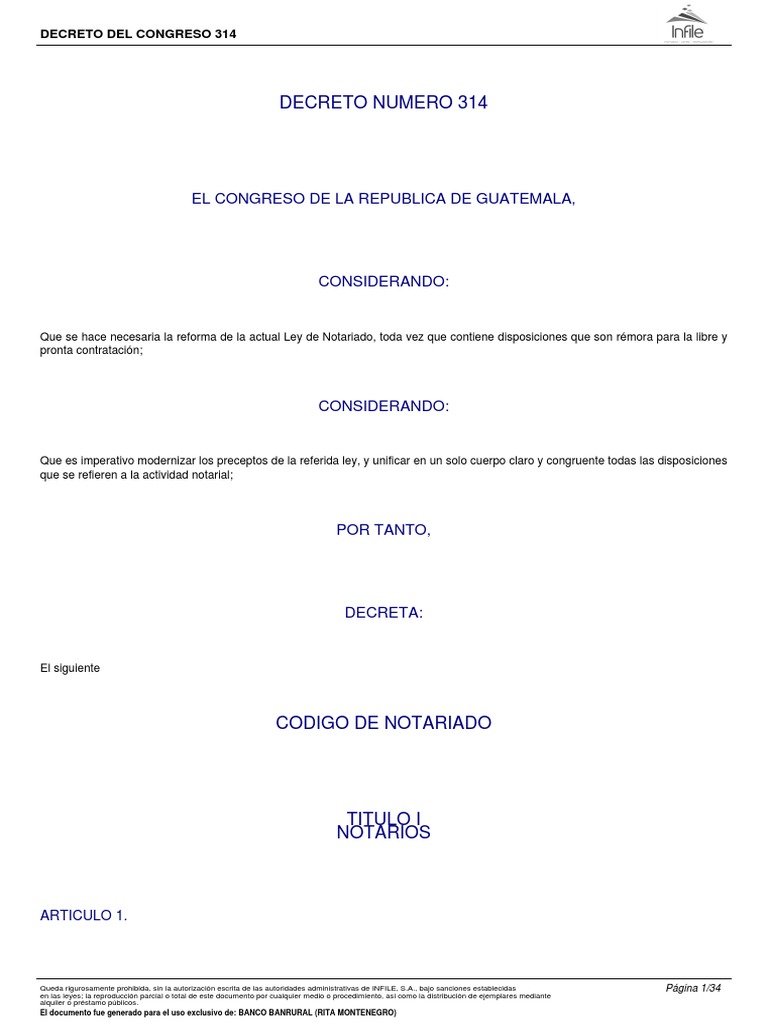 314 Código de Notariado | PDF | Voluntad y testamento | Ley común