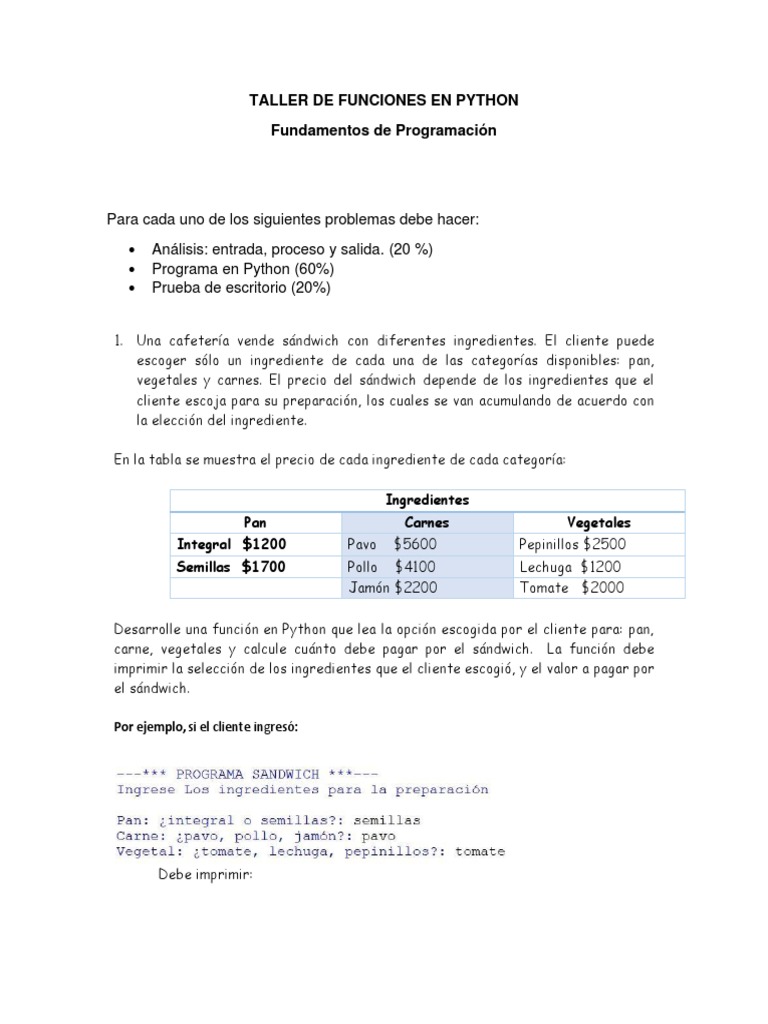 Taller de Funciones en Python | PDF | Salario | Triángulo