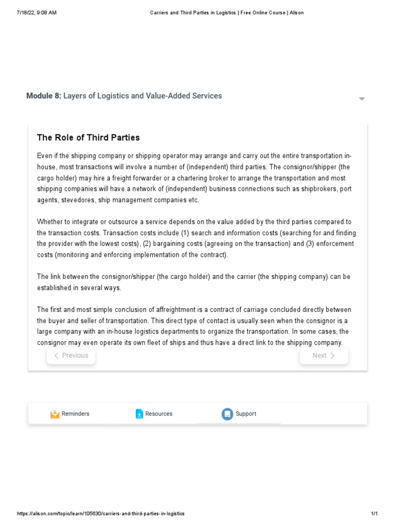 Carriers and Third Parties in Logistics - 6 | PDF