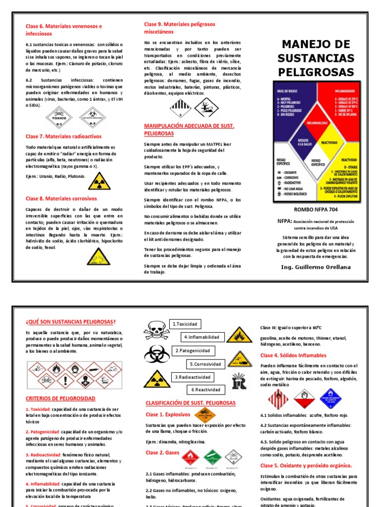 Triptico Manejo de Sustancias Peligrosas - Matpel 2022 | PDF | Oxígeno | Mercancías peligrosas