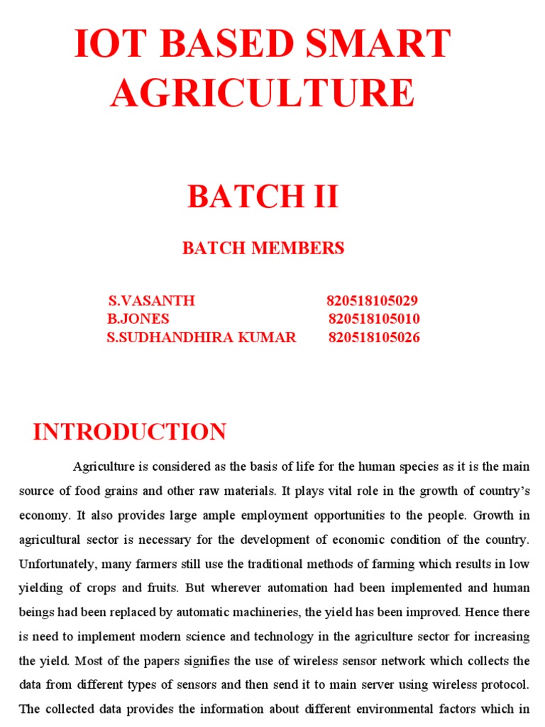 2.IoT Based Smart Agriculture | PDF | Internet Of Things | Agriculture