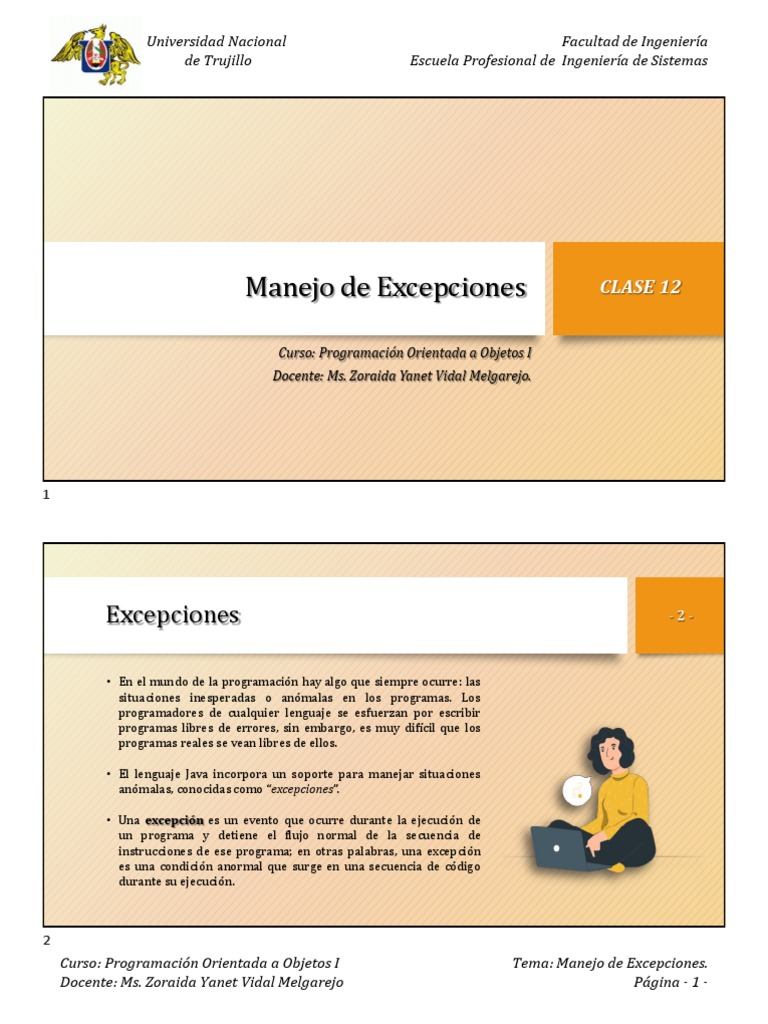 T12 Manejo de Excepciones | PDF | Java (lenguaje de programación) | Lenguaje de programación