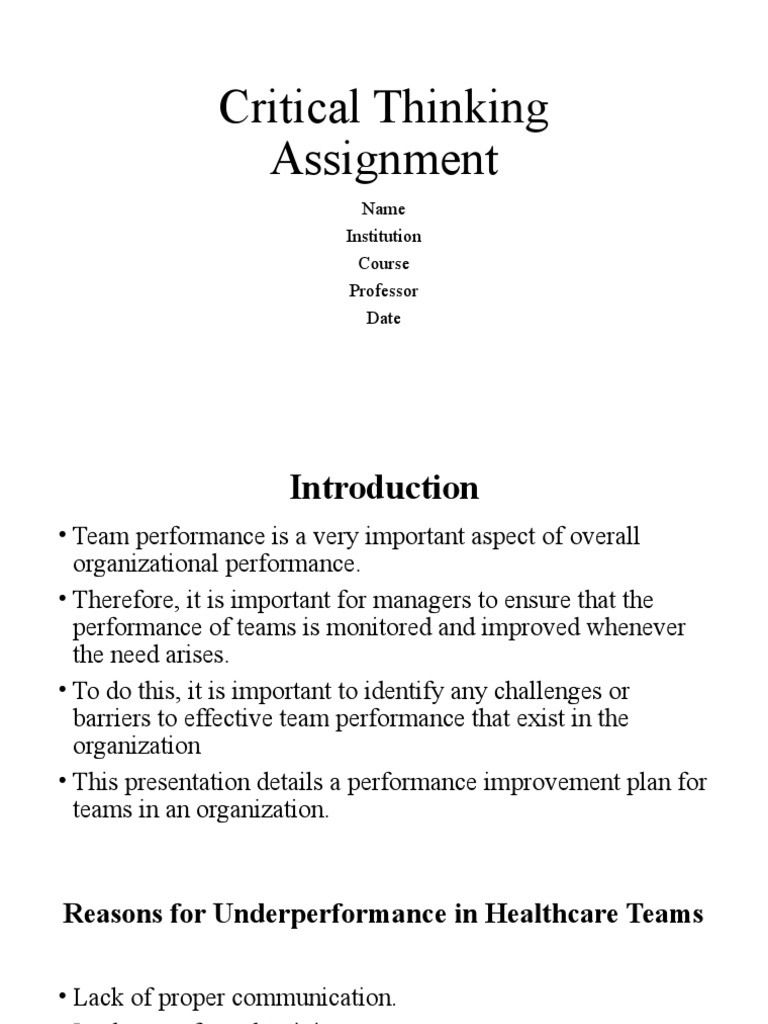 Critical Thinking Assignment Revised | PDF | Critical Thinking | Team ...