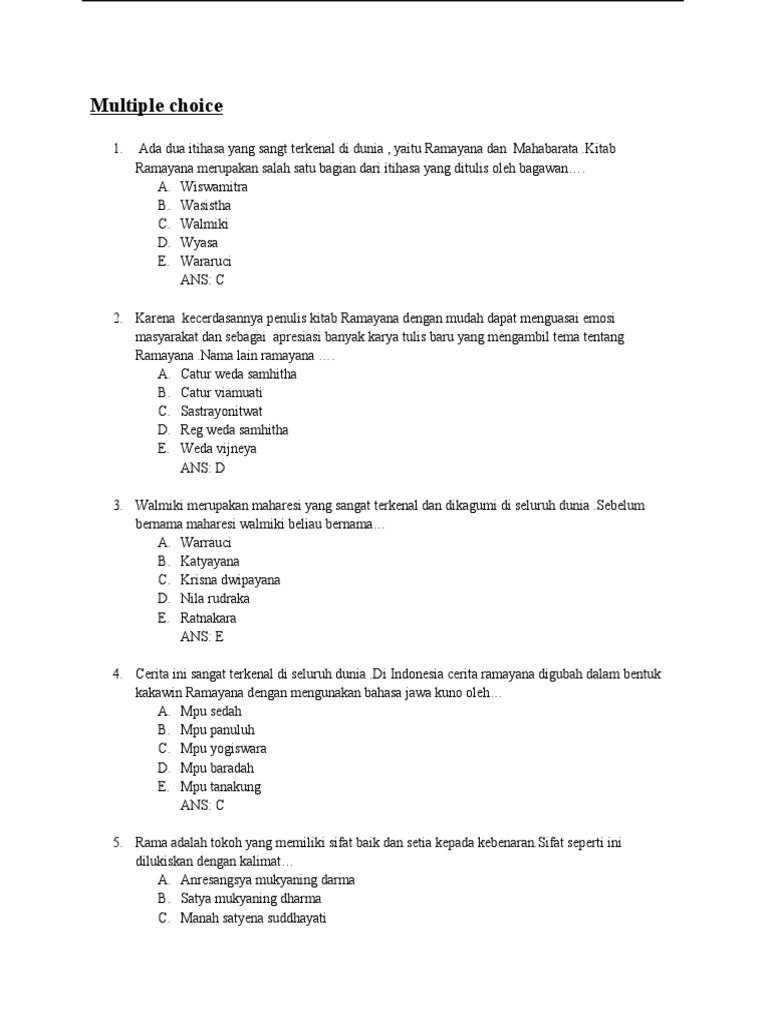 Pah Xi Multiple Choice Pdf 