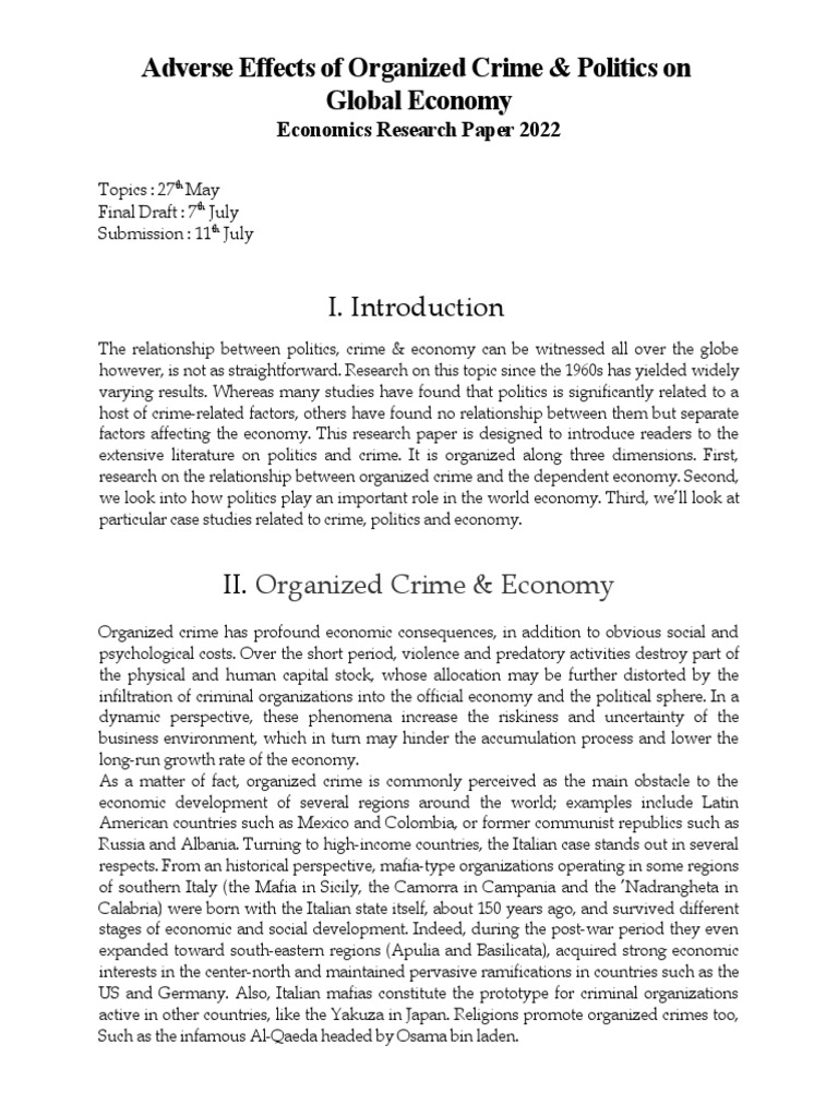 Adverse Effects of Organized Crime & Politics On Global Economy | PDF ...