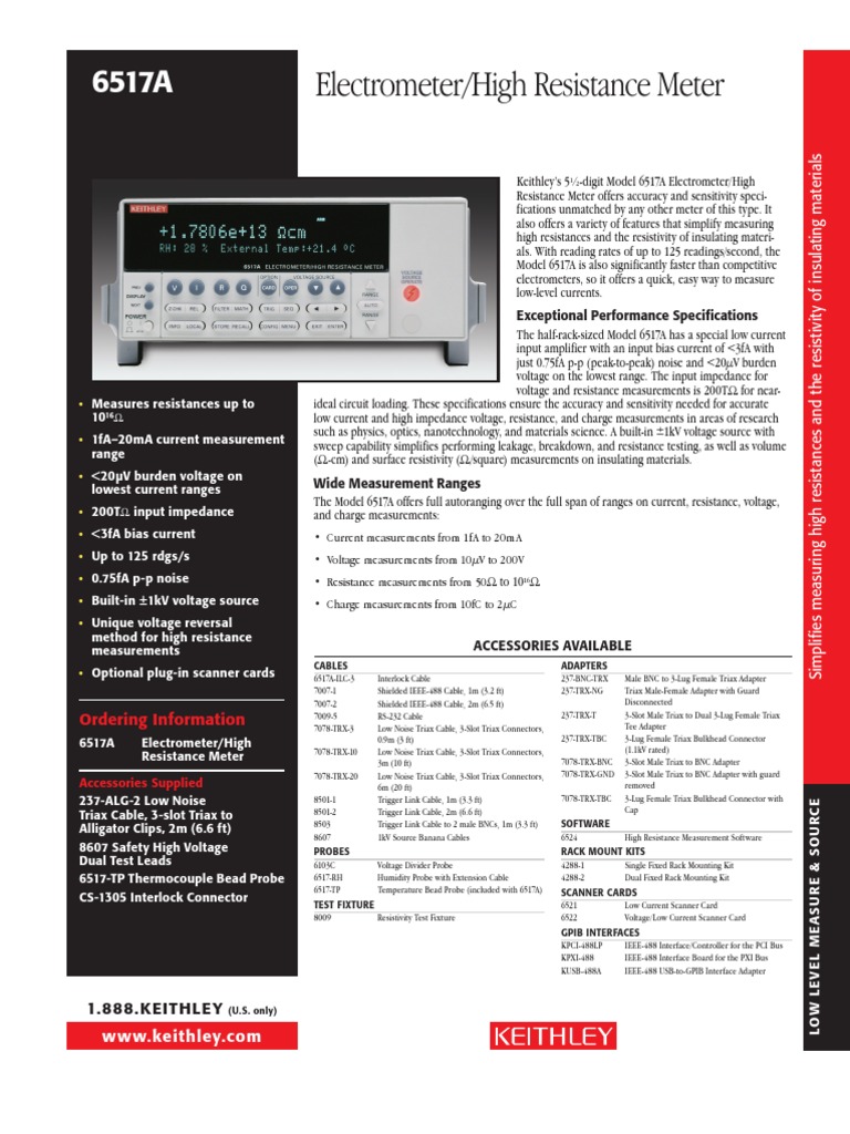 Electrometer/High Resistance Meter: Ordering Information | PDF ...