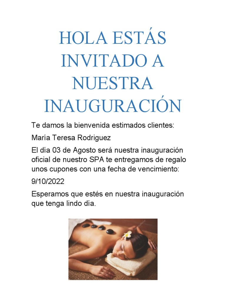 Invitaciones para La Inauguración | PDF