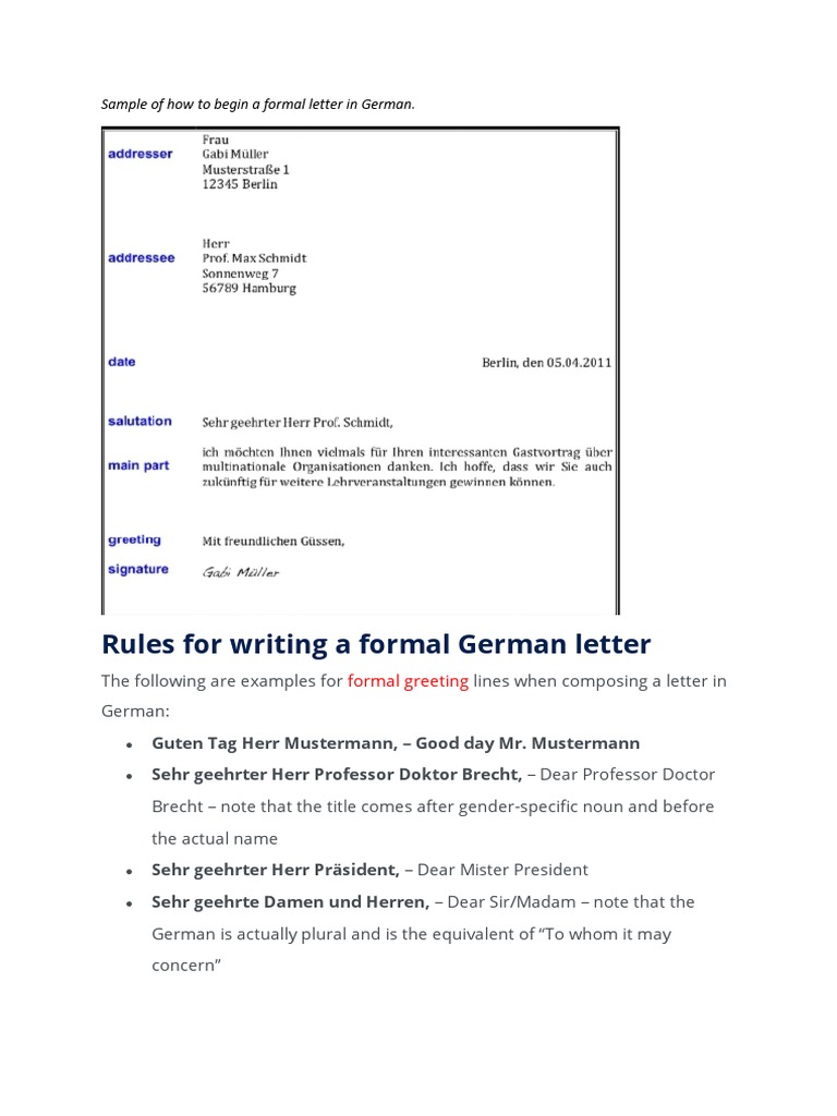 Formal & Informal Letter Writing (German) | PDF | Human Communication ...