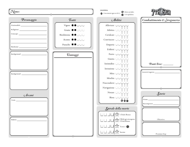 7th Sea - Scheda PG ITA Editabile | PDF