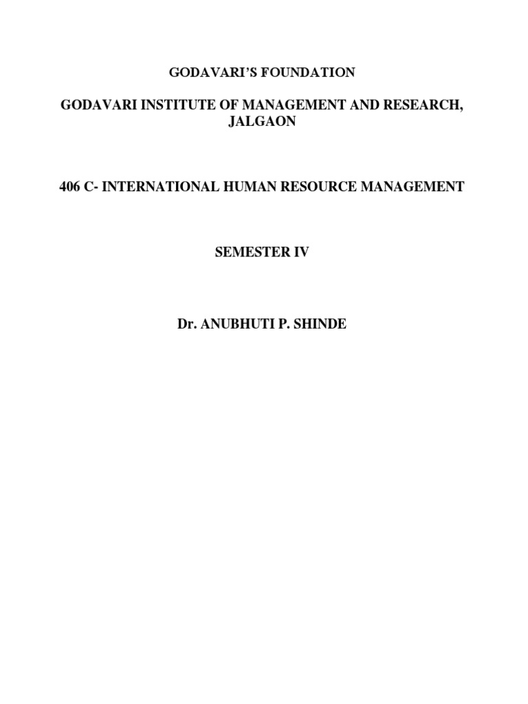 406C-International Human Resource Management - Chapter 1 Notes | PDF ...