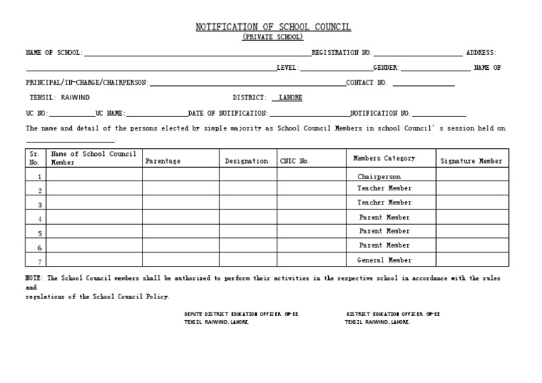 School Council Notification PVT | PDF