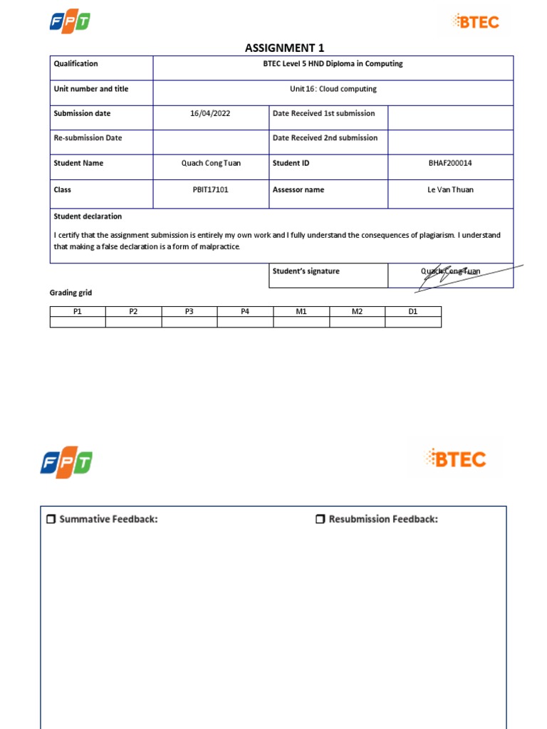 Cloud Computing - Assignment 1 - Greenwich FPT | PDF | Cloud Computing ...