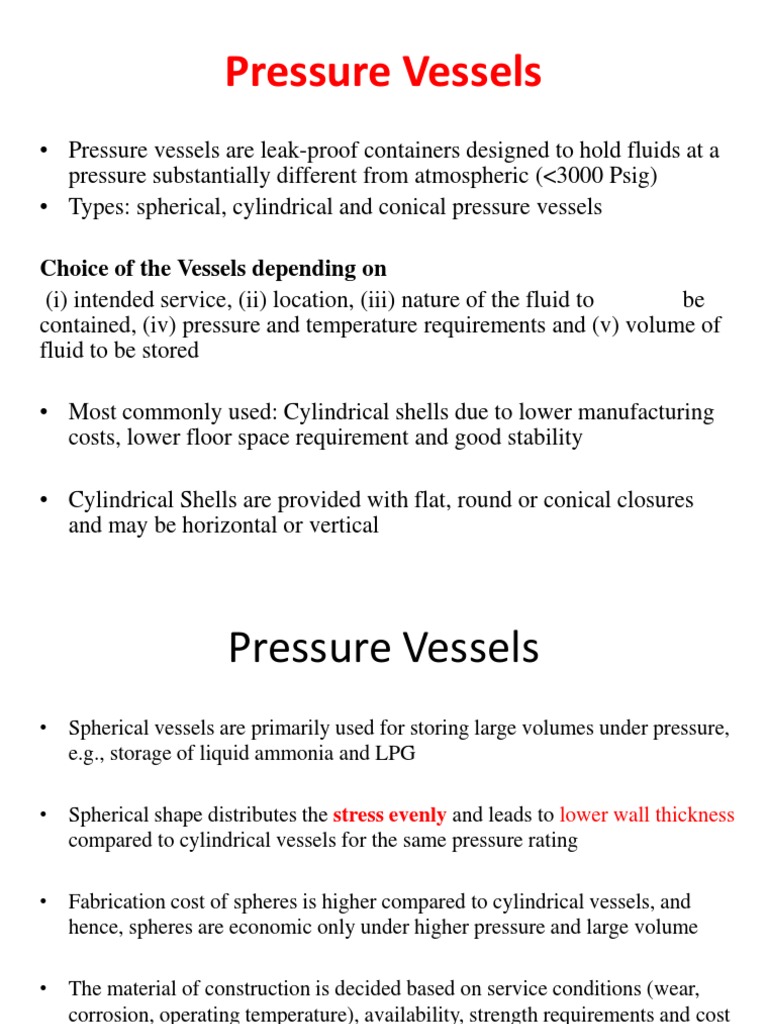 Pressure Vessels: Choice of The Vessels Depending On | PDF | Buckling ...