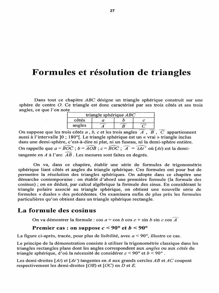 Formules de trigonométrie sphérique | PDF | Fonction trigonométrique ...