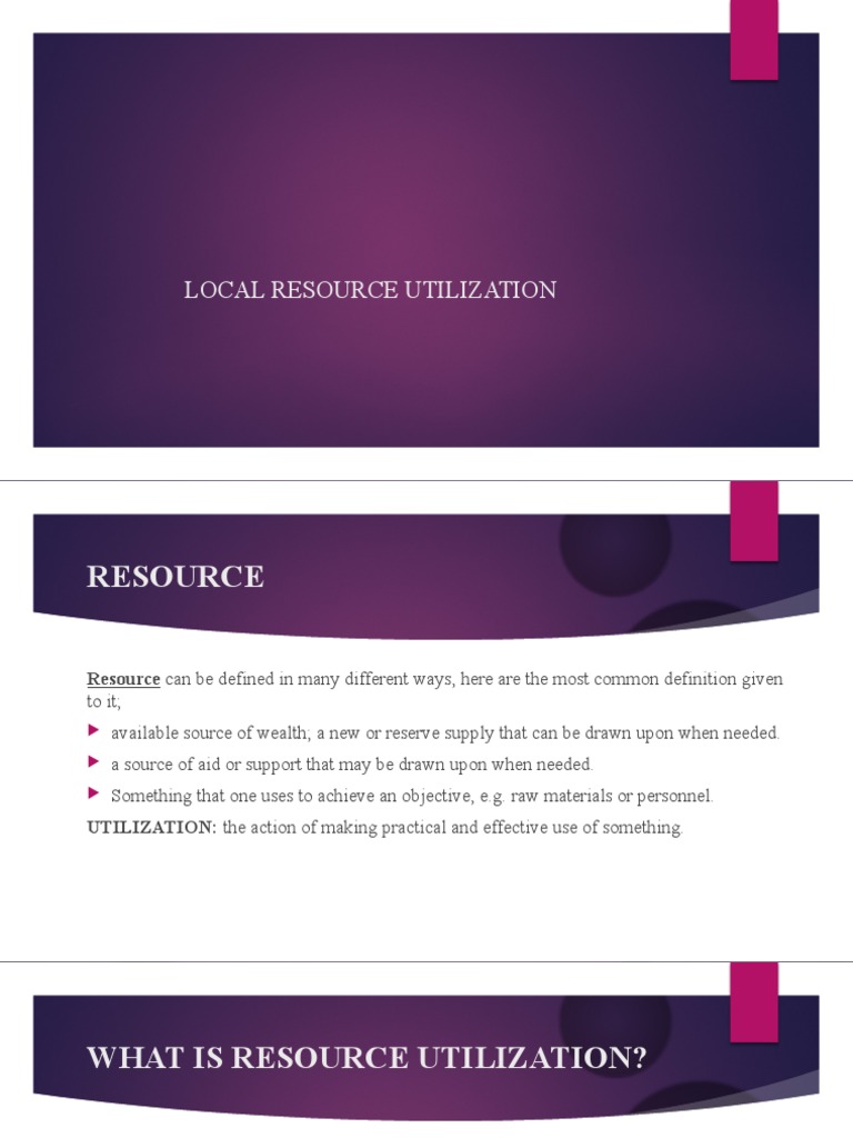 Local Resource Utilization | PDF | Resource | Sustainability