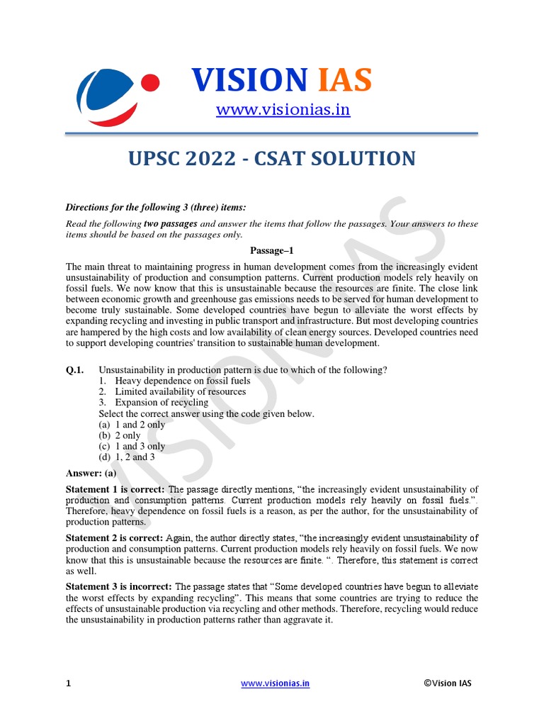 388f1-Upsc 2022 Csat Solutions Question and Answers | PDF ...