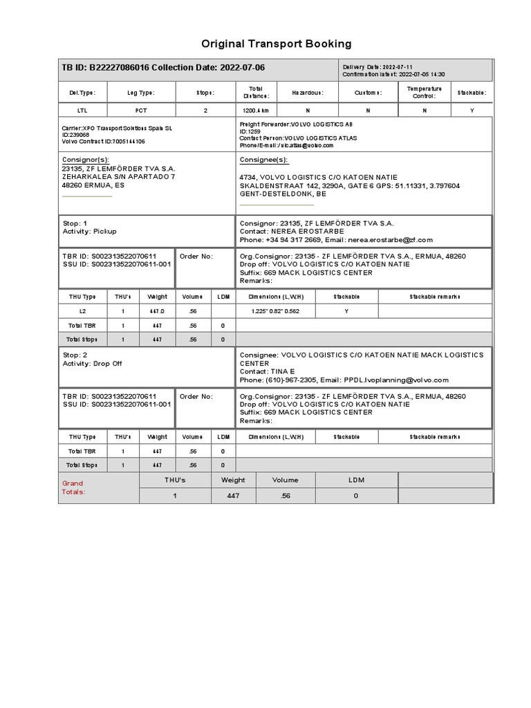 TransportBooking B22227086016 | PDF | Logistics | Service Industries