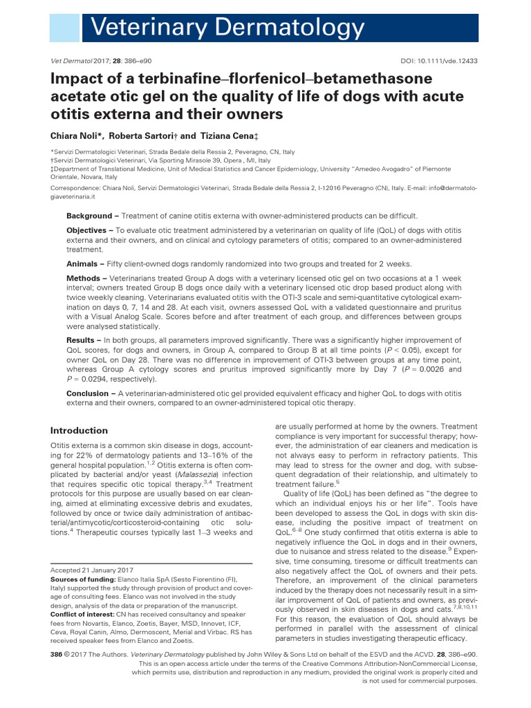 Impact of A Terbinafine-Florfenicol-Betamethasone Acetate Otic Gel On ...