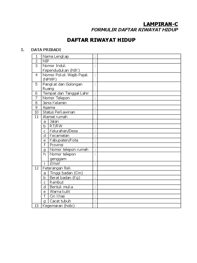 Contoh Format DRH PNS 2025 | PDF