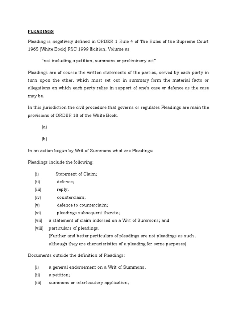 PLEADINGS | PDF | Pleading | Damages
