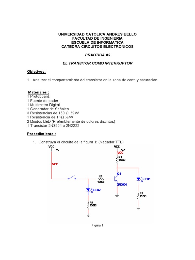 Practica 5 - El Transistor Como Interruptor - 1 | PDF