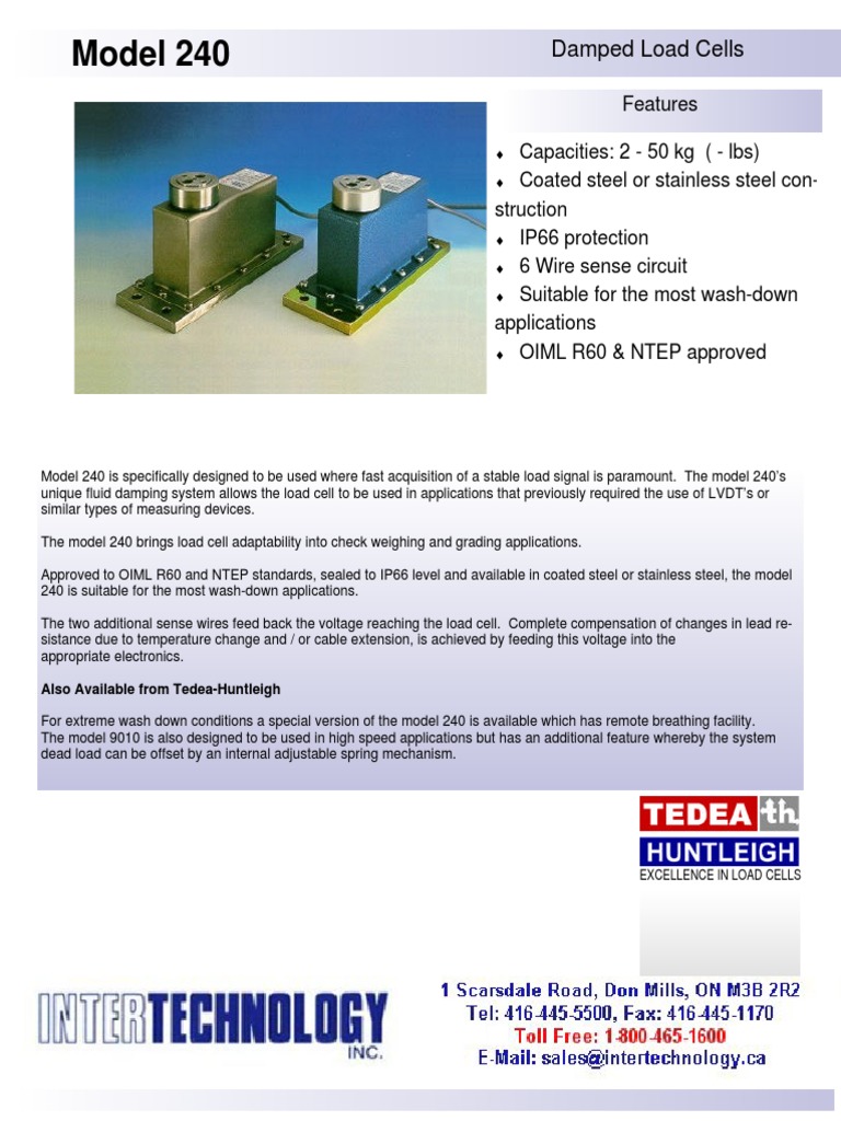 Load Cell. Tedea.240 | PDF | Electricity | Electrical Engineering