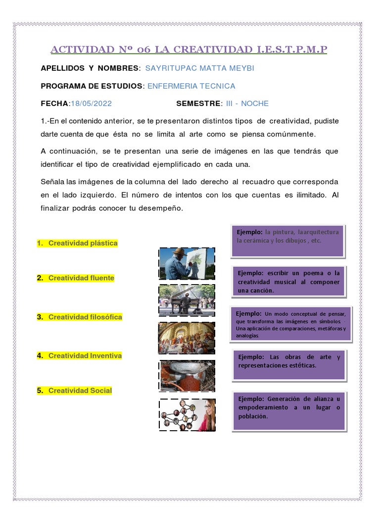 Tipos de Creatividad en Educación | PDF | Creatividad | Ciencia cognitiva