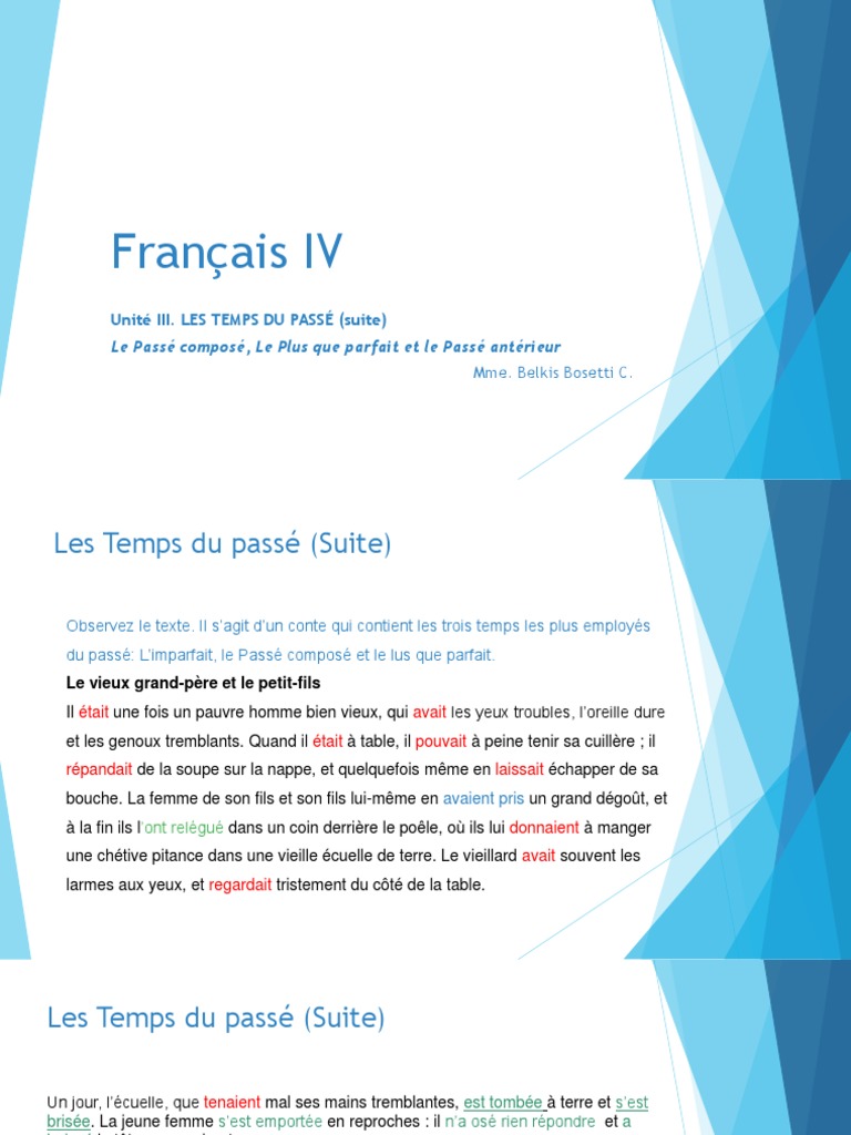 Les Temps du Passé en Français IV | PDF | Sujet (Grammaire ...