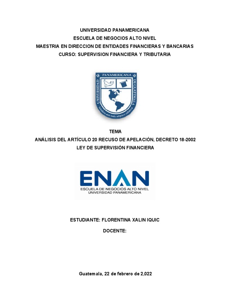 Análisis Artículo 20 Ley de Supervisión Financiera | PDF | Bancos | Apelación