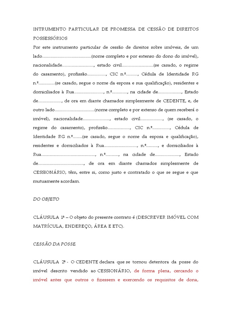 Modelo Cessao Pdf Direito Comum Justiça