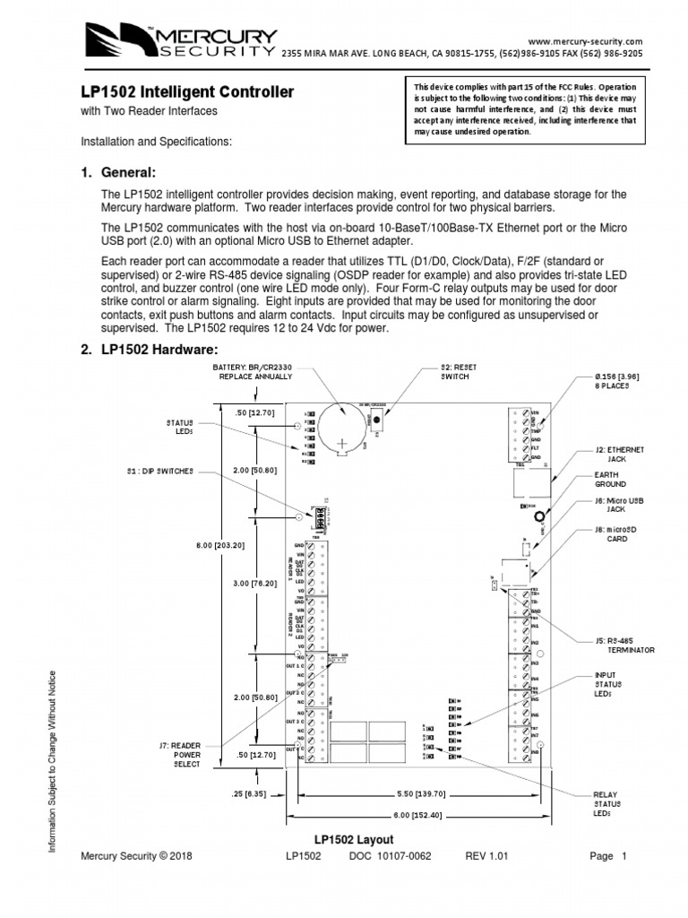 LP1502 Intelligent Controller: 1. General | PDF | Relay | Switch