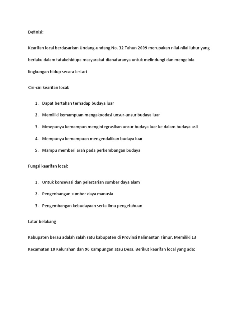 Kearifan Lokal dan Tari Dalling Berau | PDF